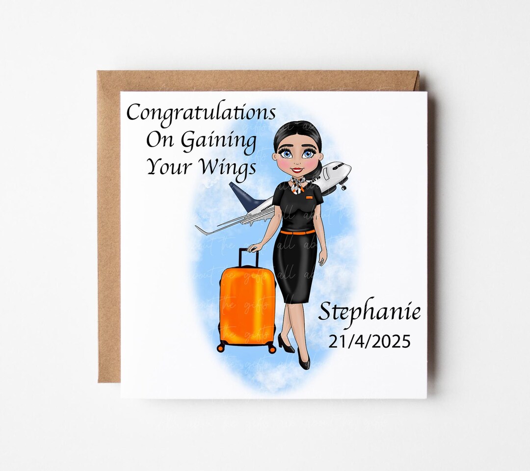 Personalised Flight Attendant Card, Cabin Crew Congratulations Card ...