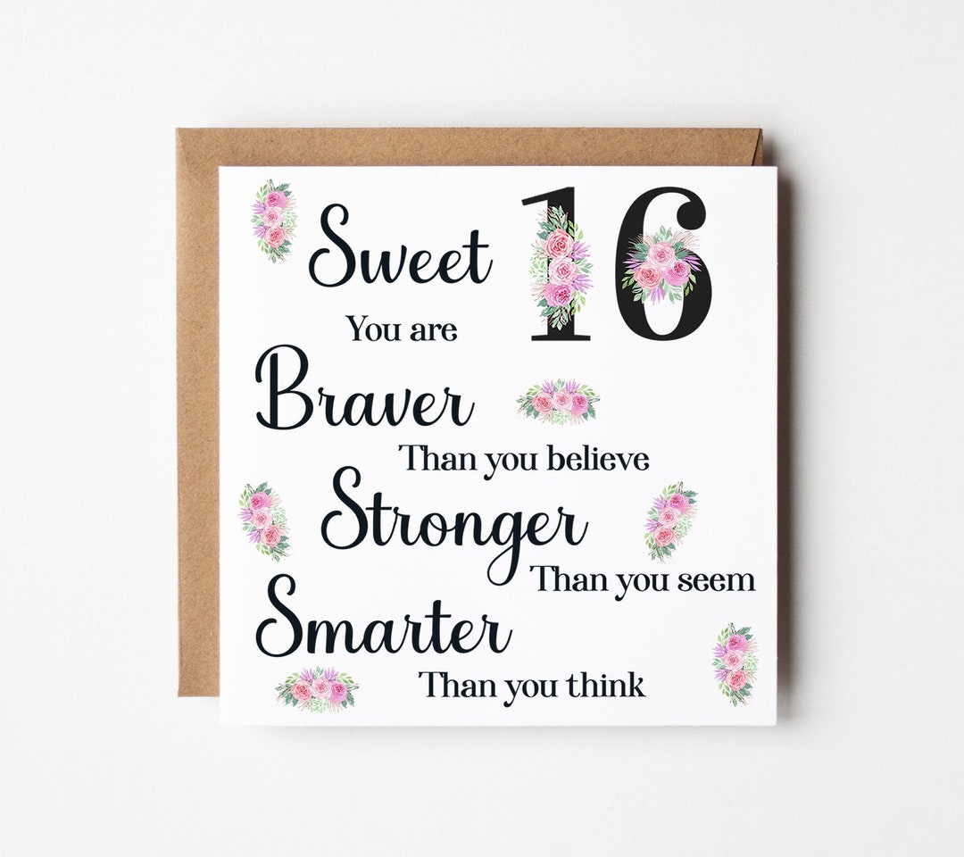 Sweet 16 Birthday Card, Girls 16th Birthday Card, Personalised 16th ...