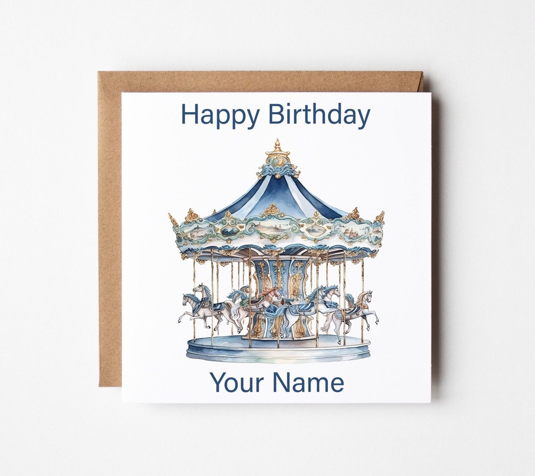 Personalised Carousel Birthday Card, Boys Birthday Card, Girls Birthday ...
