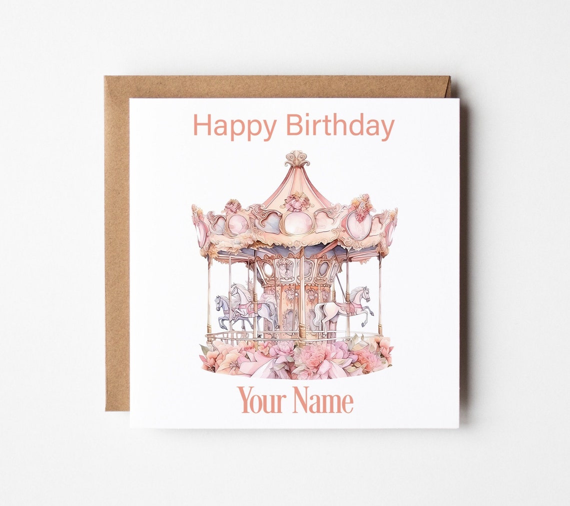 Personalised Carousel Birthday Card, Boys Birthday Card, Girls Birthday ...