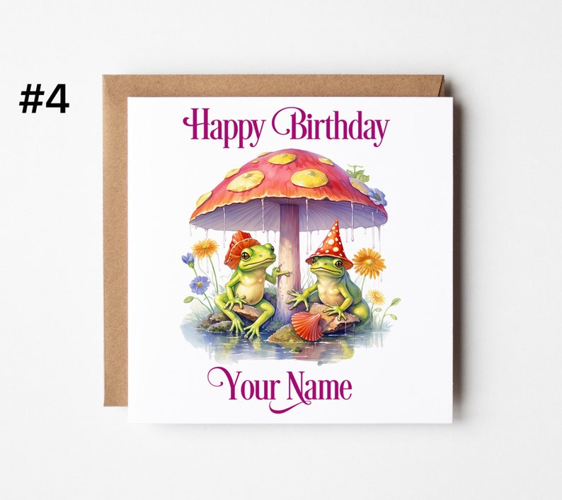 Personalised Toad Birthday Card, Toadstool Birthday Card, 6x6 Inch Card ...