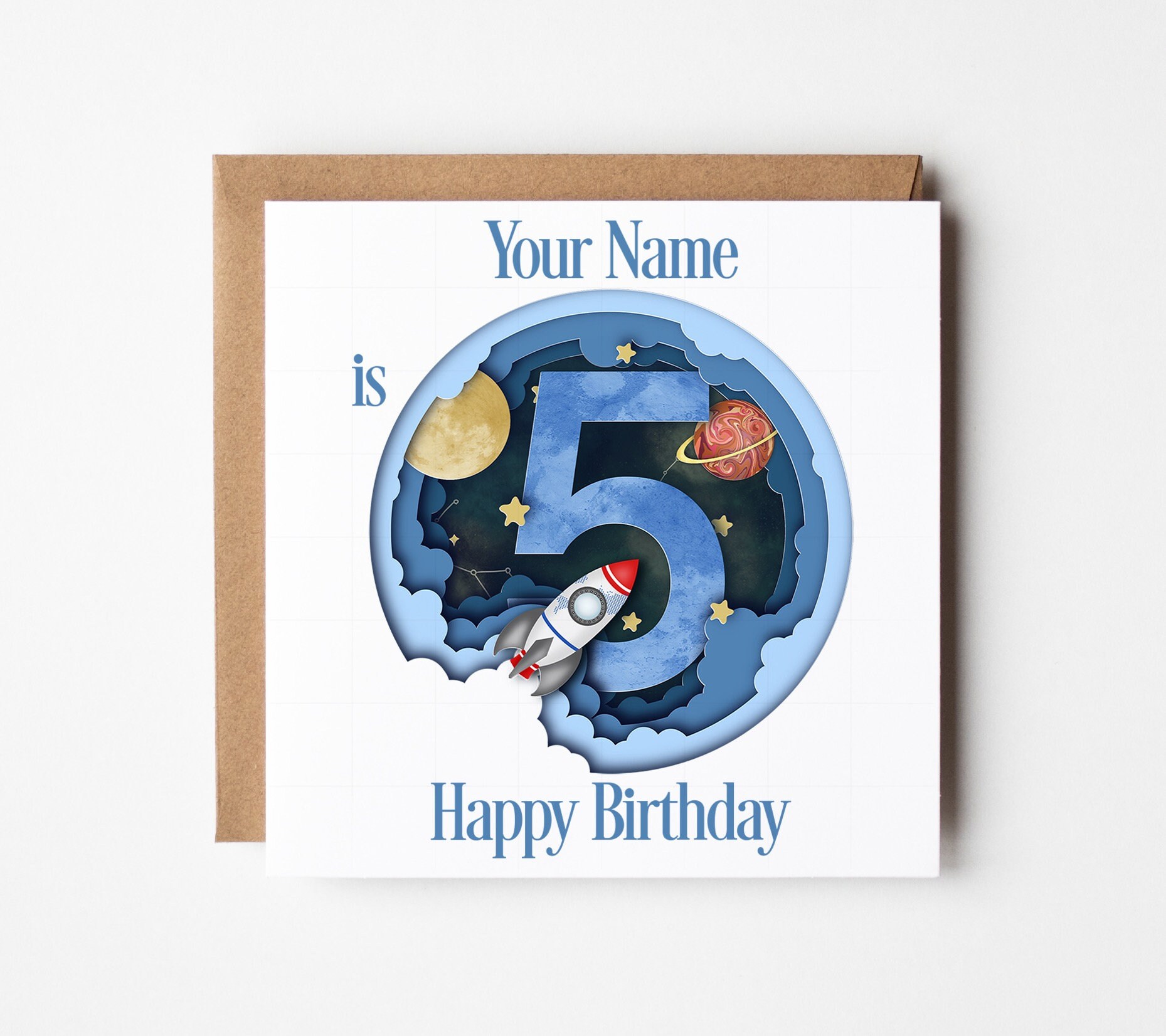 Personalised Outer Space Birthday Card, Personalised Age Card, Birthday ...