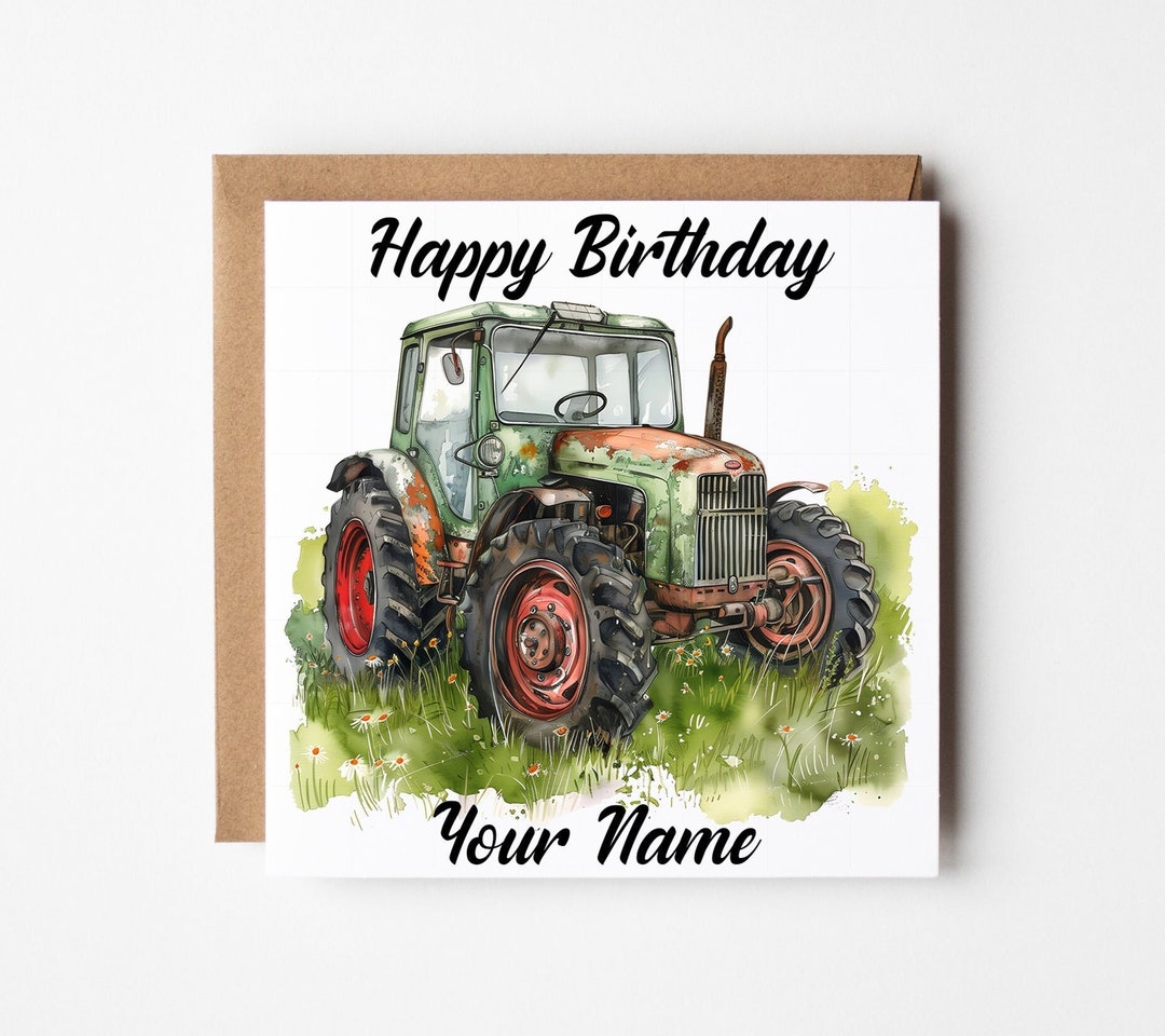 Personalised Birthday Card, Tractor Birthday Card, Happy Birthday Card ...