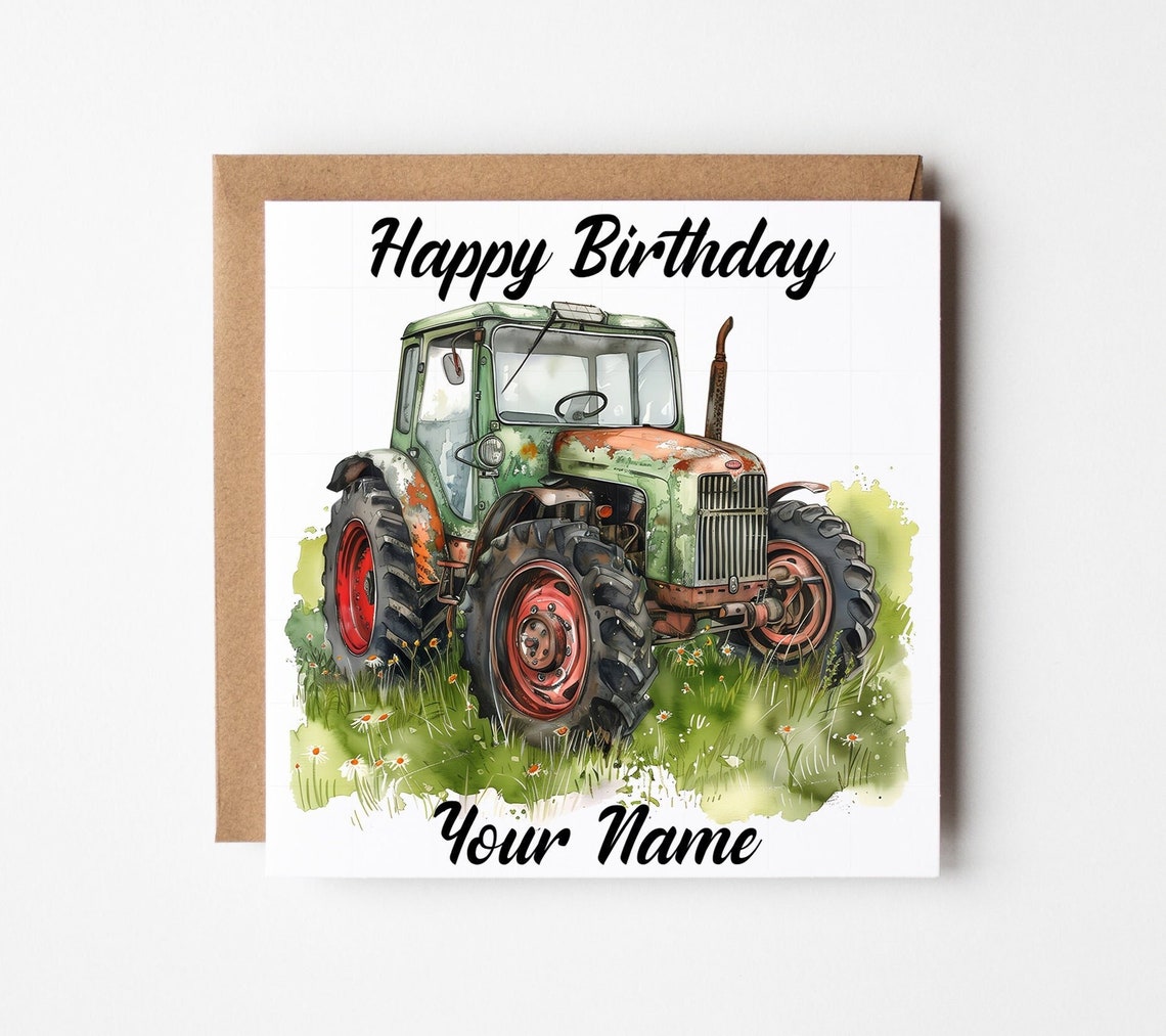 Personalised Birthday Card, Tractor Birthday Card, Happy Birthday Card ...