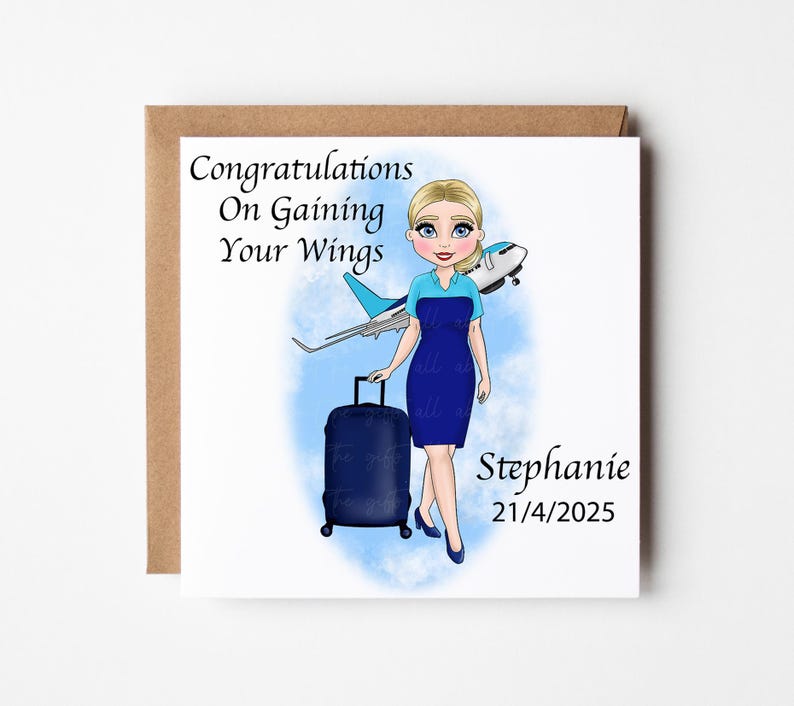 Personalised Flight Attendant Card, Cabin Crew Congratulations Card ...