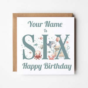Personalised Under the Sea Birthday Card, Kids Ocean Birthday Card ...