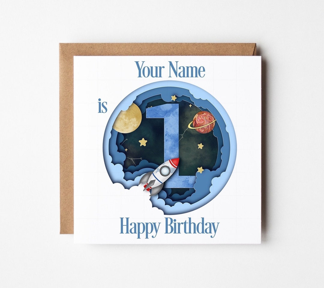 Personalised Outer Space Birthday Card, Personalised Age Card, Birthday ...