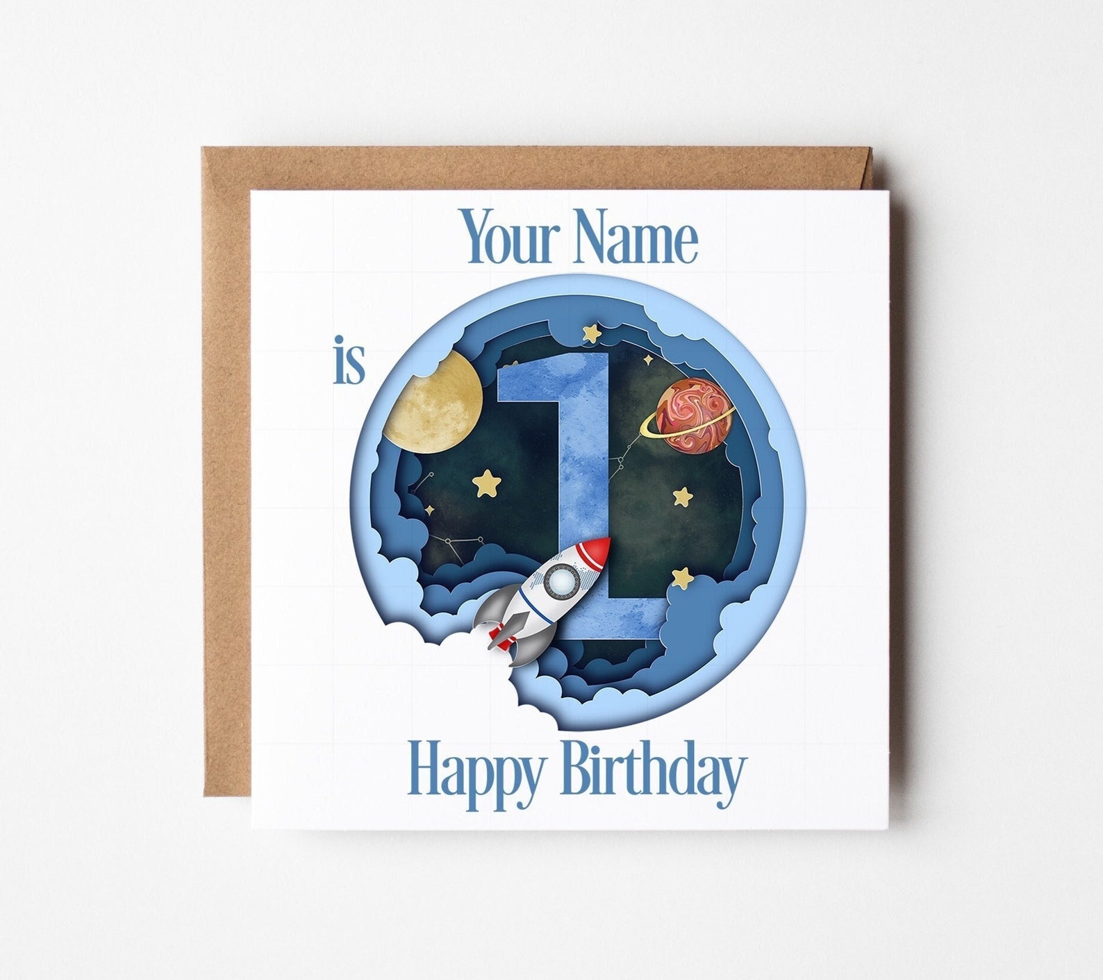 Personalised Outer Space Birthday Card, Personalised Age Card, Birthday ...