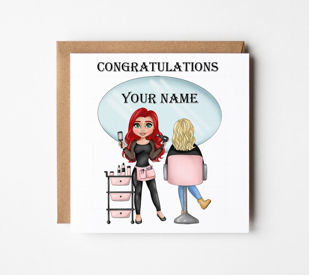 Hairdressers New Job Card, Personalised Card for Hair Stylist ...
