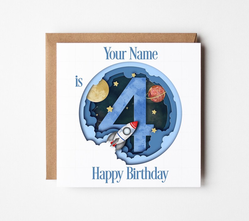 Personalised Outer Space Birthday Card, Personalised Age Card, Birthday ...