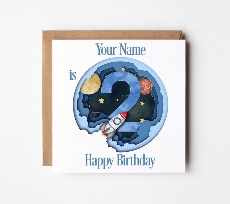 Personalised Outer Space Birthday Card, Personalised Age Card, Birthday ...