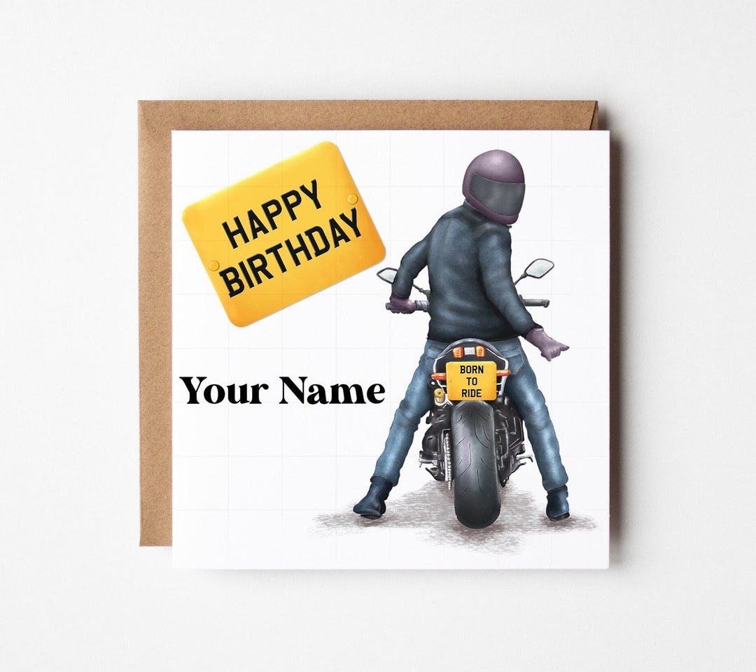 Personalised Bikers Birthday Card, Motorbike Birthday Card ...
