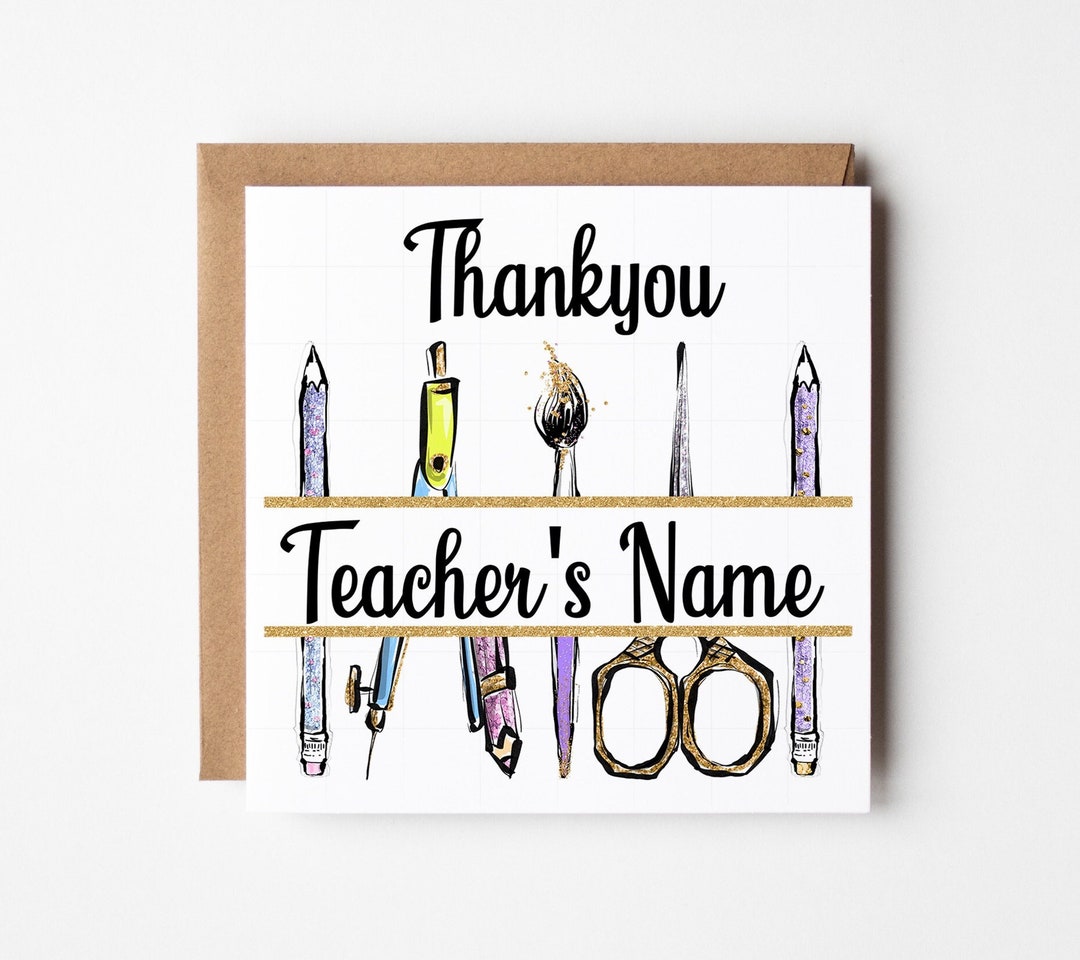 Personalised Teacher Thank You Card, High School Teacher Thank You ...