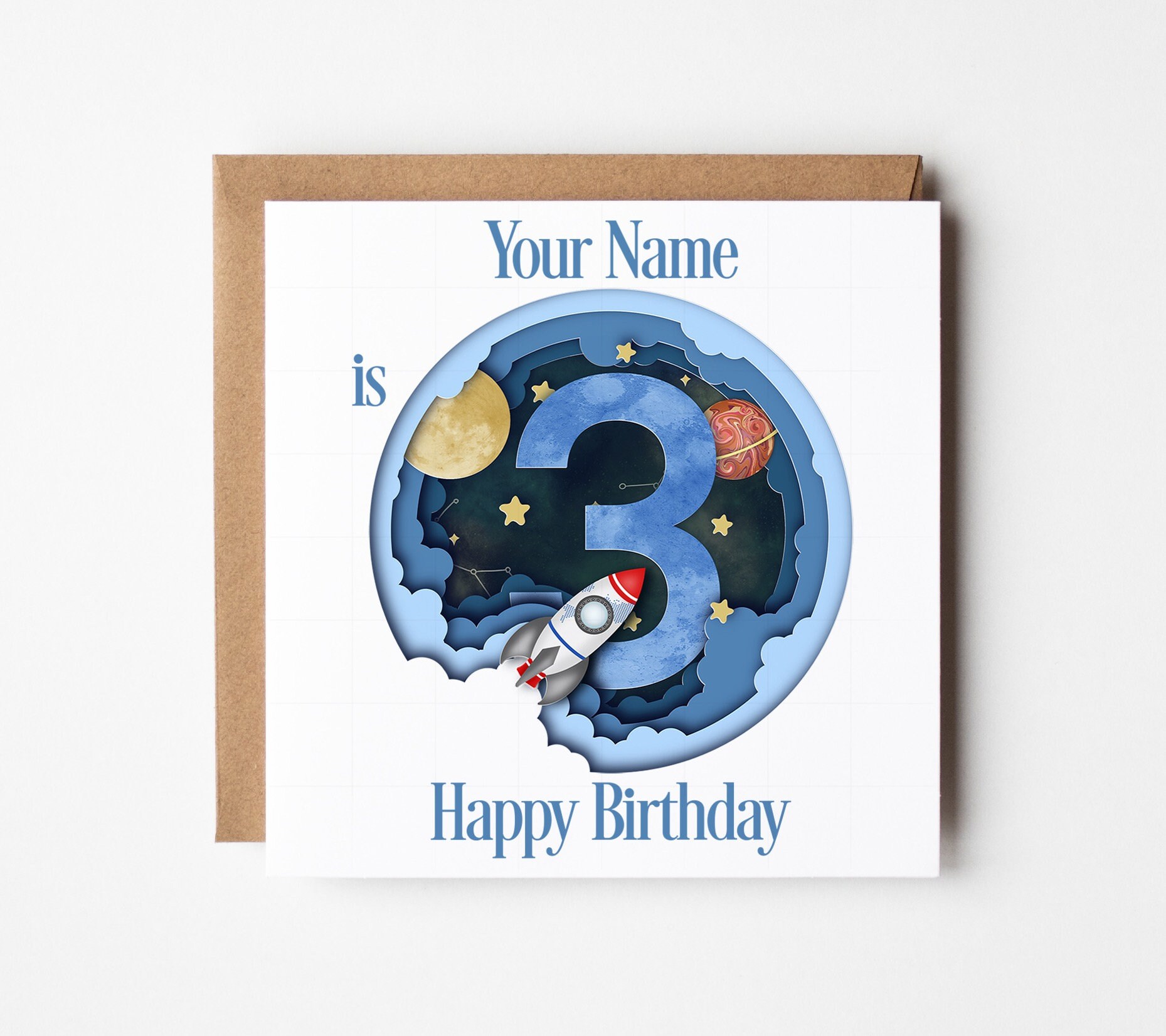 Personalised Outer Space Birthday Card, Personalised Age Card, Birthday ...