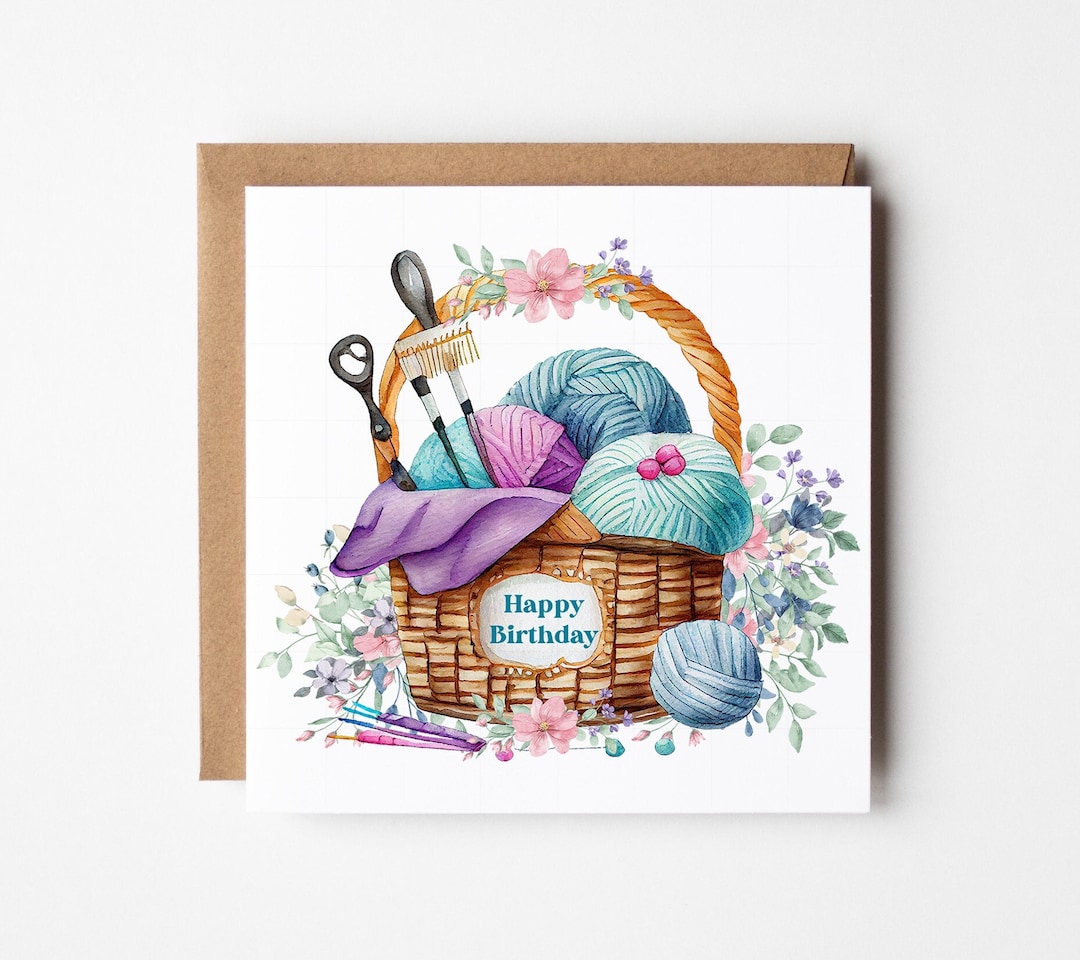 Knitting Birthday Card, Birthday Card for Her, Crafters Birthday Gift ...