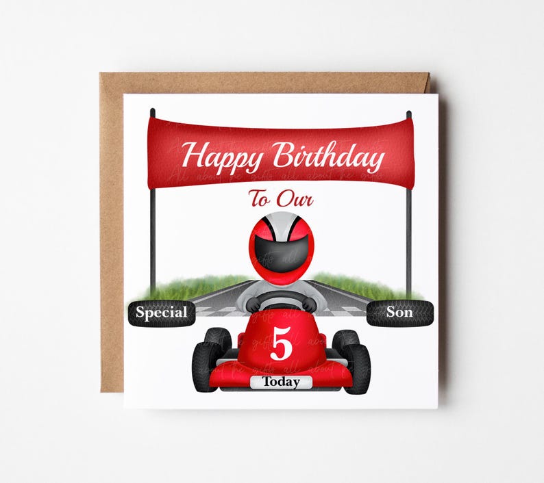 Special Son Birthday Card, Go Kart Card for Son, Personalised Age ...