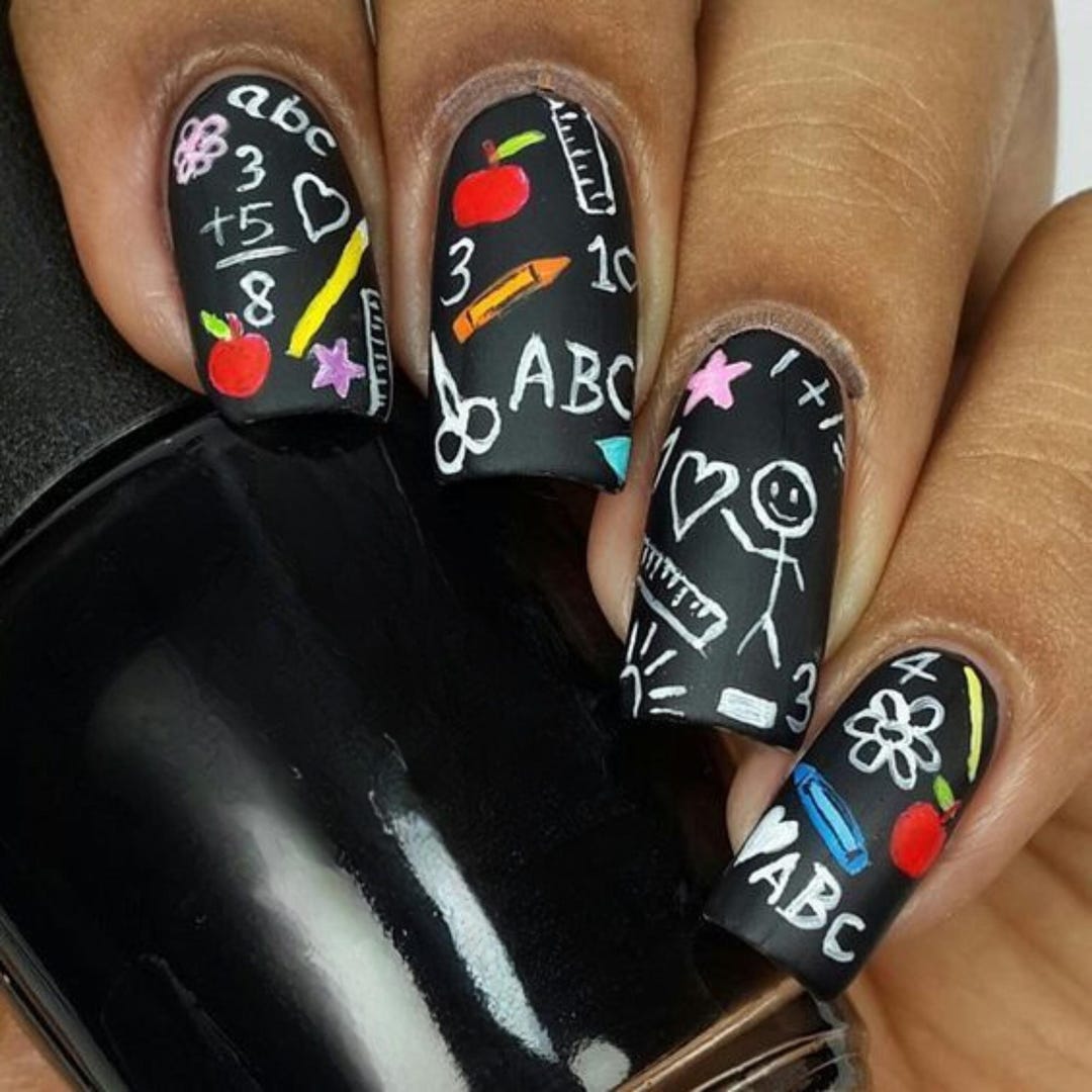 Teacher Press on Nails, Math Teacher Chalk Press on Nails, Back to ...
