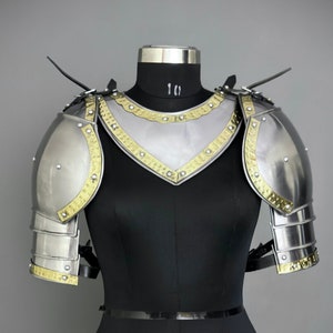 Medieval Pouldron Gorget Armor, Brass Decor Larp Armor, Cosplay Armor ...