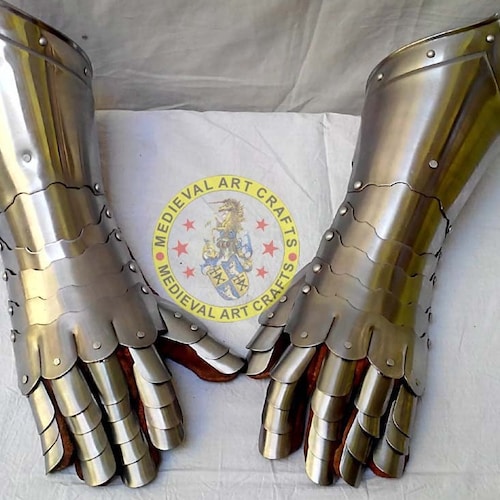 Medieval Knight Gauntlet Armor Etching Work Gloves Sca - Etsy