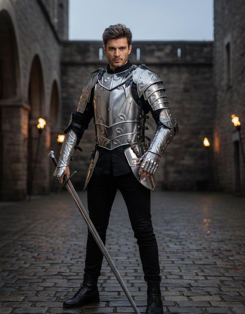 Functional Medieval Knight Armor Costume: SCA LARP Cosplay, 20-gauge ...