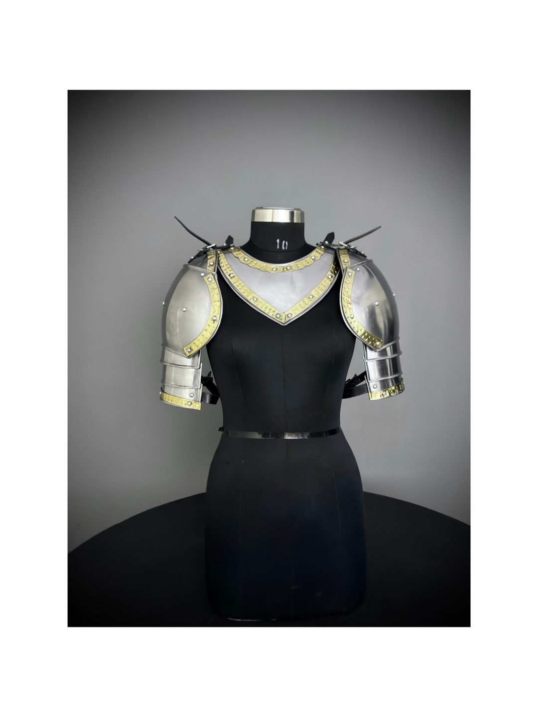 Medieval Pouldron Gorget Armor, Brass Decor Larp Armor, Cosplay Armor ...