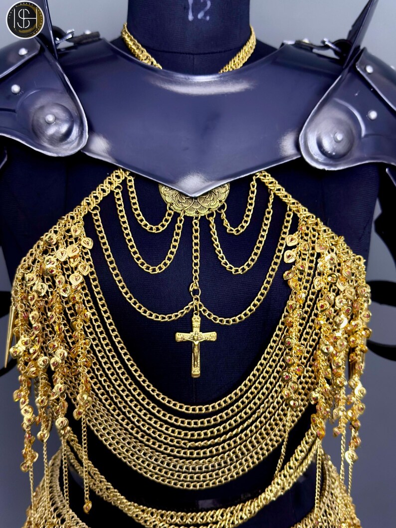Gothic Knight Steel Armor Set | Gold Chainmail Drape, LARP Cosplay - Etsy