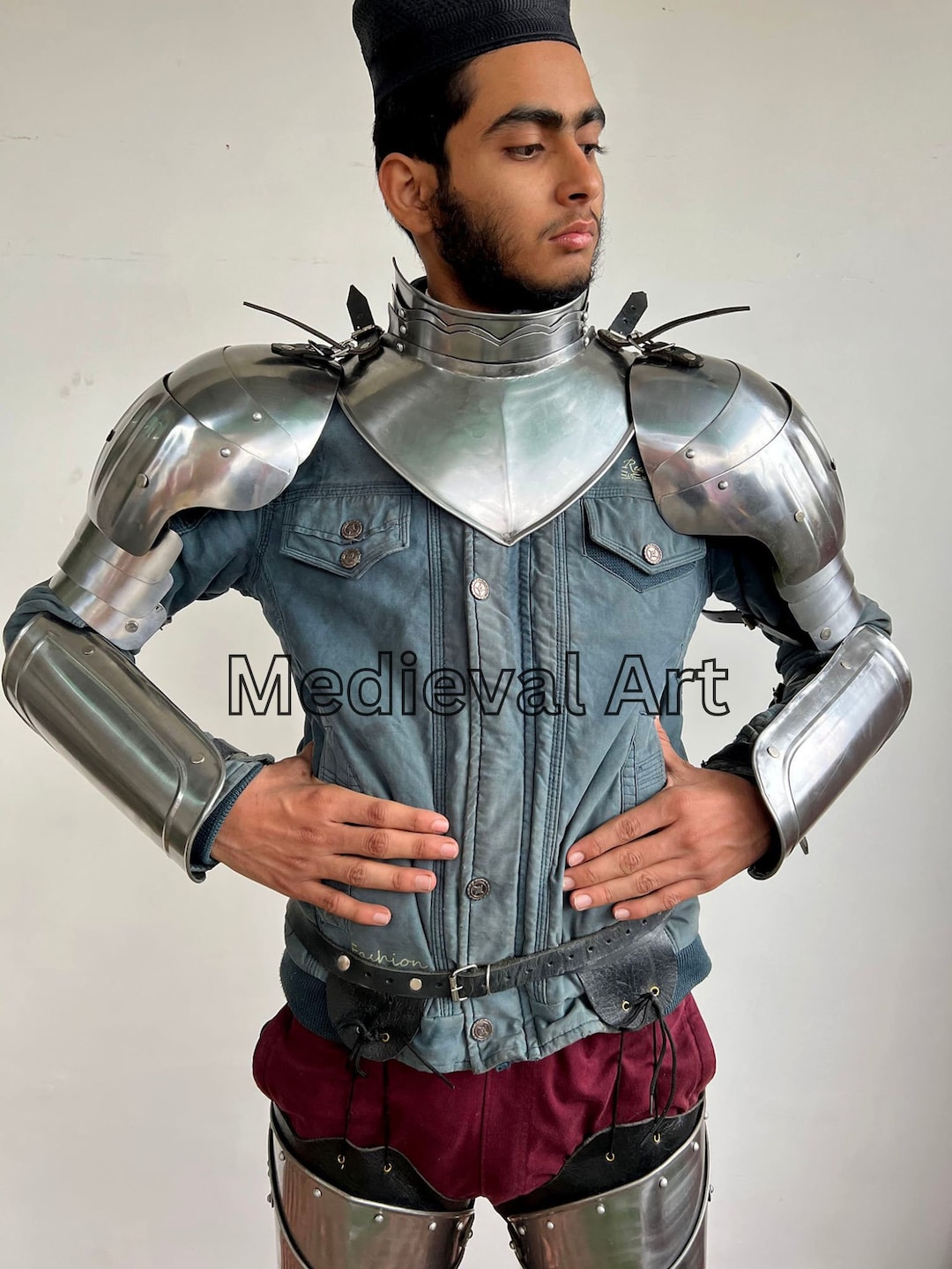 Medieval Pouldron Gorget Bracers Armor, Larp Armor, Cosplay Armor, Sca ...