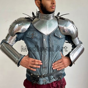 Medieval Pouldron Gorget Bracers Armor, Larp Armor, Cosplay Armor, Sca ...