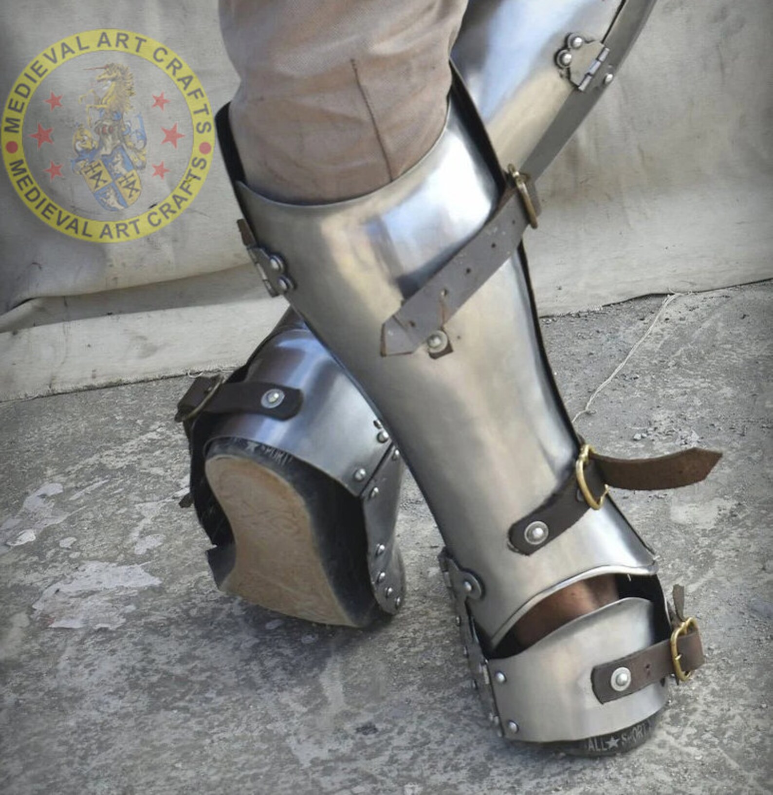 Medieval Knight Leg Guard & Sabaton Armor: Functional SCA LARP Cosplay ...