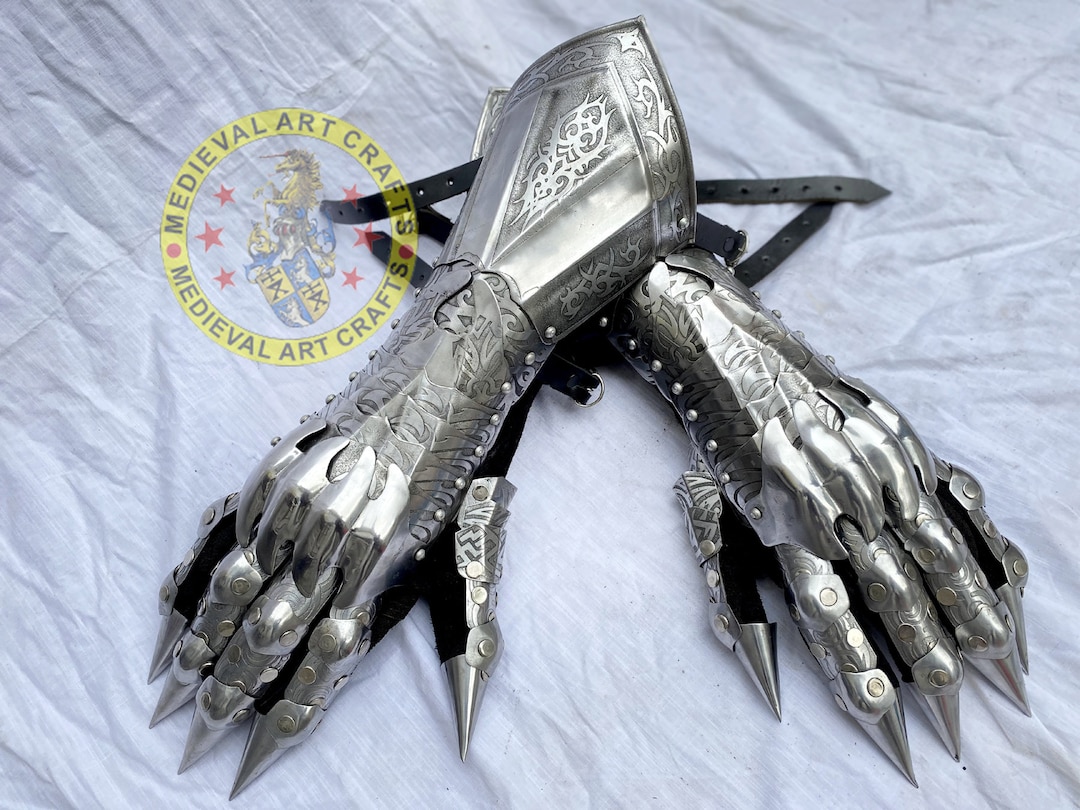 Medieval Knight Gauntlet Armor Fantasy Gloves Armor Etching - Etsy Canada