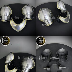 Medieval Pouldron Gorget Armor, Brass Decor Larp Armor, Cosplay Armor ...