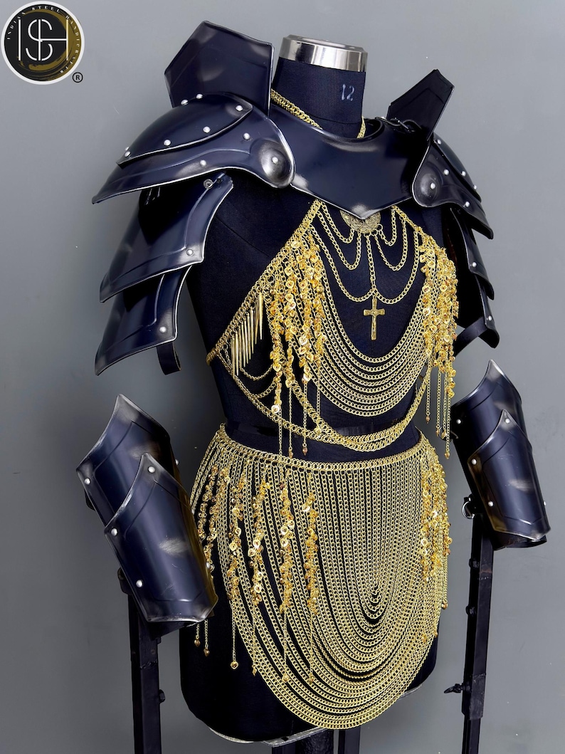 Gothic Knight Steel Armor Set | Gold Chainmail Drape, LARP Cosplay - Etsy