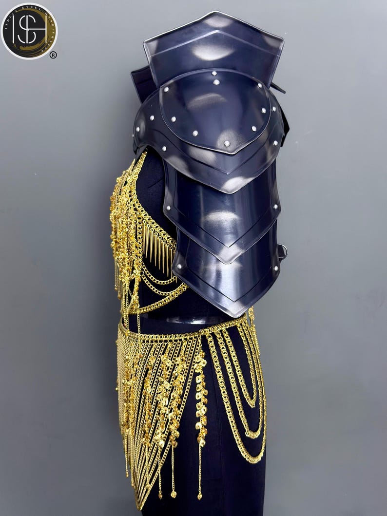 Gothic Knight Steel Armor Set | Gold Chainmail Drape, LARP Cosplay - Etsy