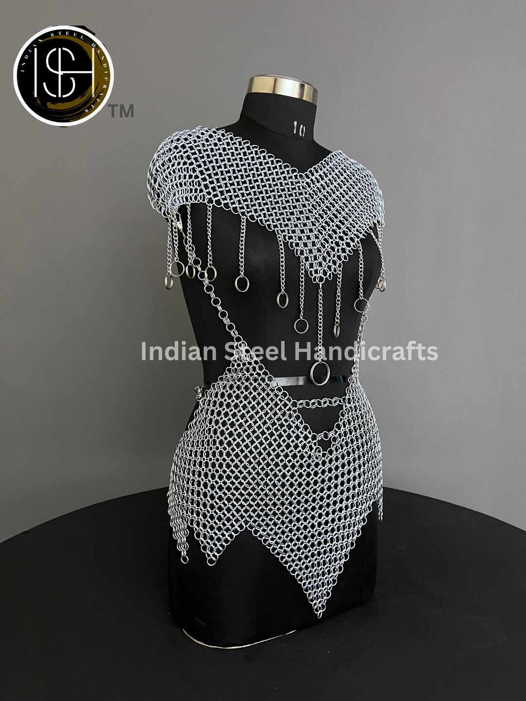 Chainmail Harness, Chainmail Chains Layers Top & Skirt, Rings Costume ...