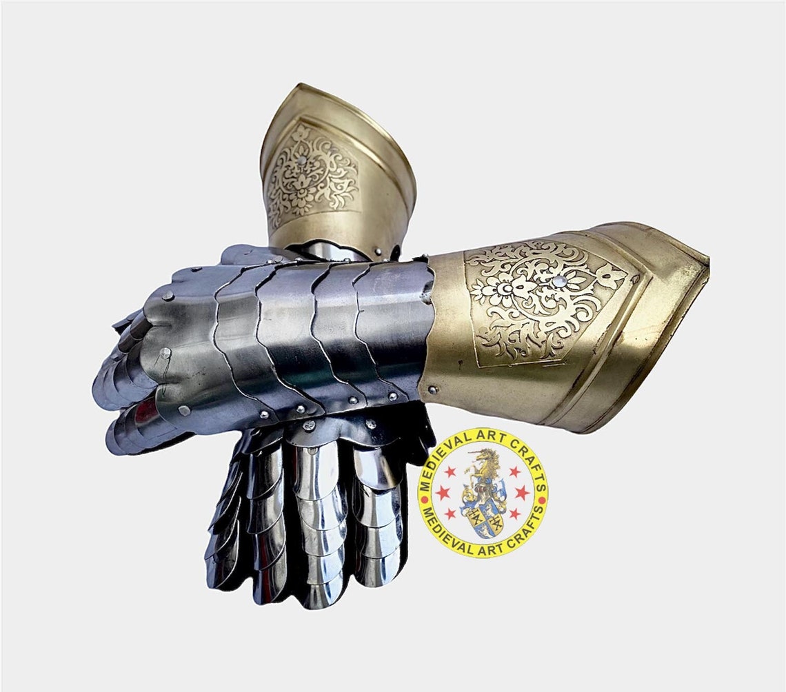 Medieval Knight Gauntlet Armor Etching Work Gloves Sca - Etsy