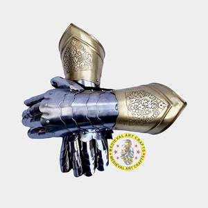 Medieval Knight Gauntlet Armor, Etching Work Gloves, Sca, Cosplay, Larp ...