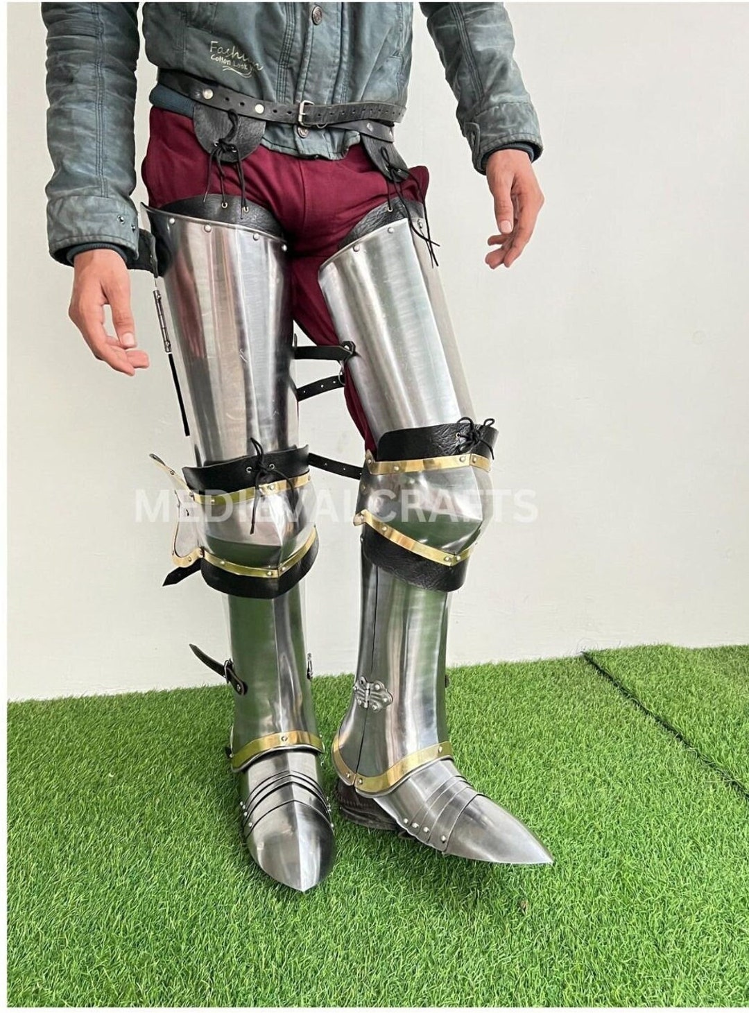 Medieval Knight Leg Guard Armor, Sabatone Armor, Larp Armor, Functional ...