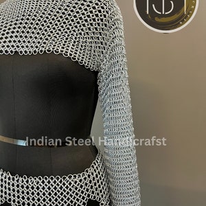 Chainmail Silver Long Sleeves, Chainmail Skirt, Handmade Loose Cropped ...