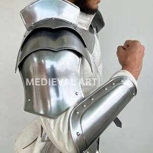 Medieval Knight Steel Armor: Gorget, Pauldron, Bracers - LARP Cosplay ...