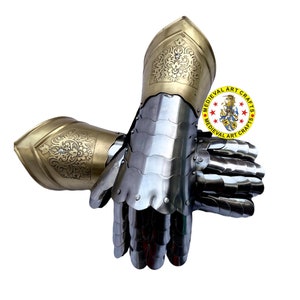 Medieval Knight Gauntlet Armor, Etching Work Gloves, Sca, Cosplay, Larp ...
