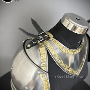 Medieval Pouldron Gorget Armor, Brass Decor Larp Armor, Cosplay Armor ...