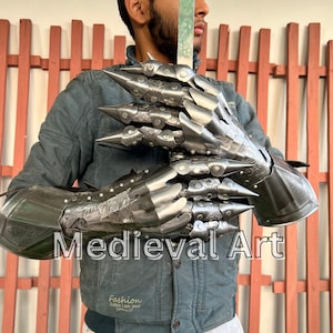 Etched Steel Knight Gauntlets: Medieval Larp Cosplay Armor - Etsy