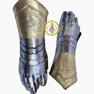 Medieval Knight Gauntlet Armor, Etching Work Gloves, Sca, Cosplay, Larp ...