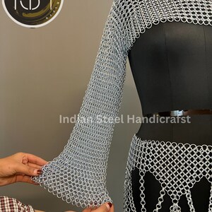 Chainmail Silver Long Sleeves, Chainmail Skirt, Handmade Loose Cropped ...