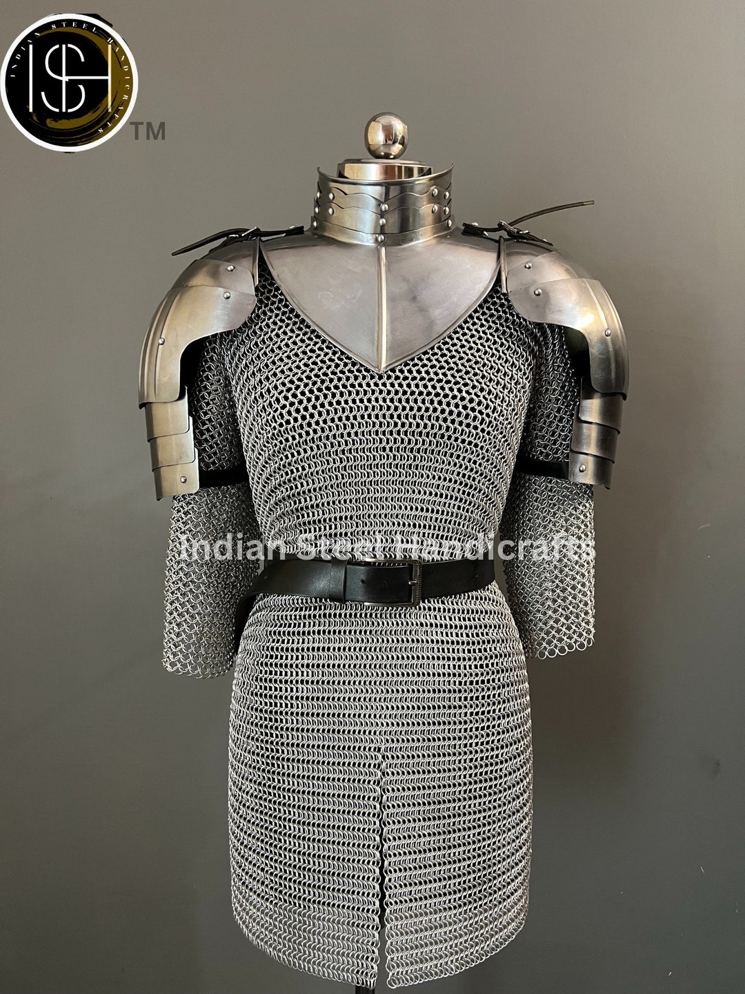 Female Knight Steel Chainmail Armor: Gorget & Pouldron Set, LARP SCA ...