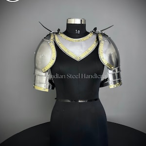 Medieval Pouldron Gorget Armor, Brass Decor Larp Armor, Cosplay Armor ...