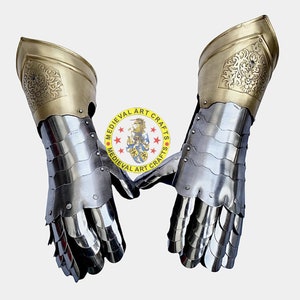 Medieval Knight Gauntlet Armor, Etching Work Gloves, Sca, Cosplay, Larp ...