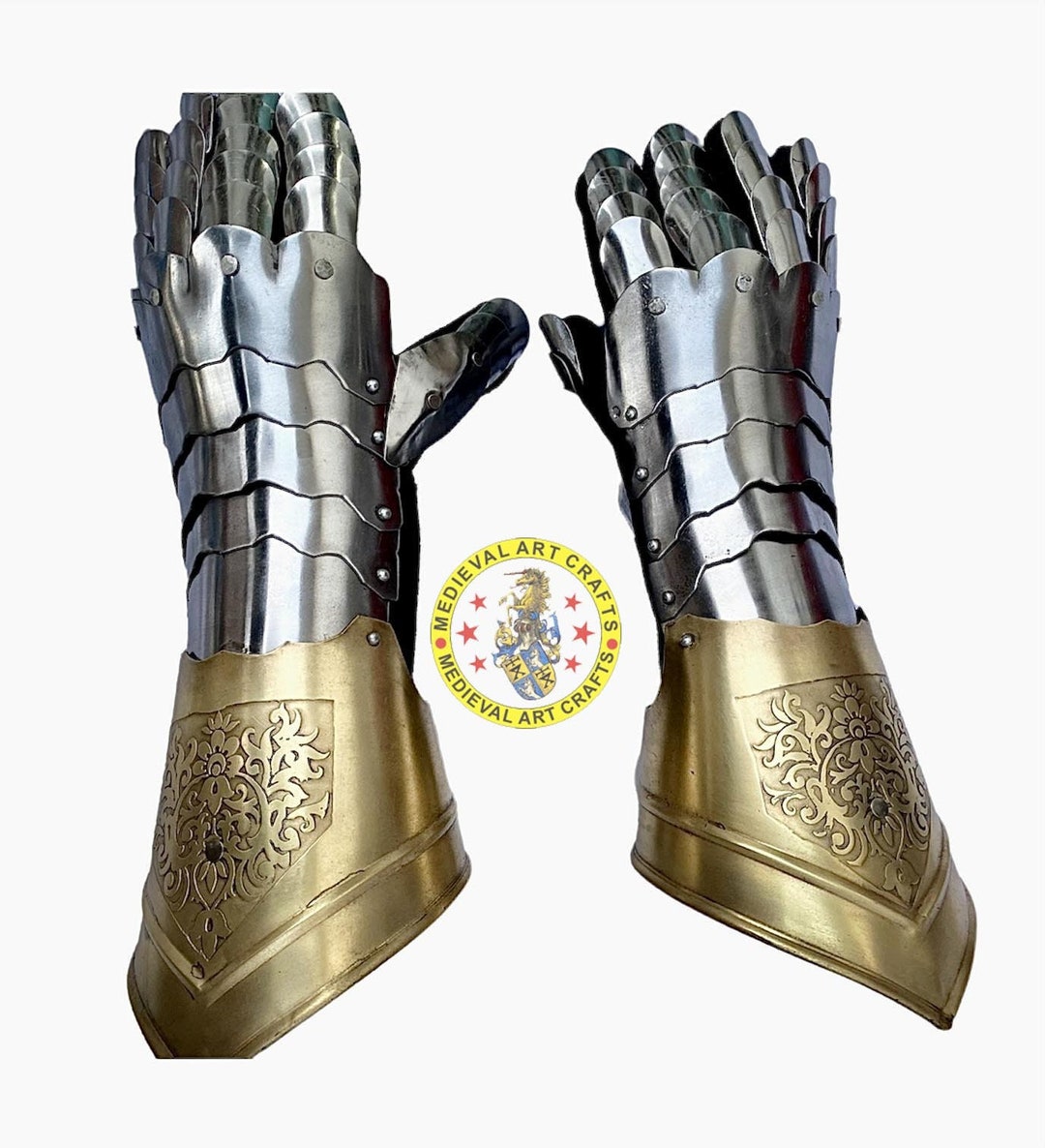 Medieval Knight Gauntlet Armor, Etching Work Gloves, Sca, Cosplay, Larp ...