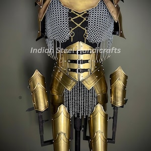 Medieval Lady Warrior Armor Set, Medieval Fantasy Chainmail Cosplay for ...
