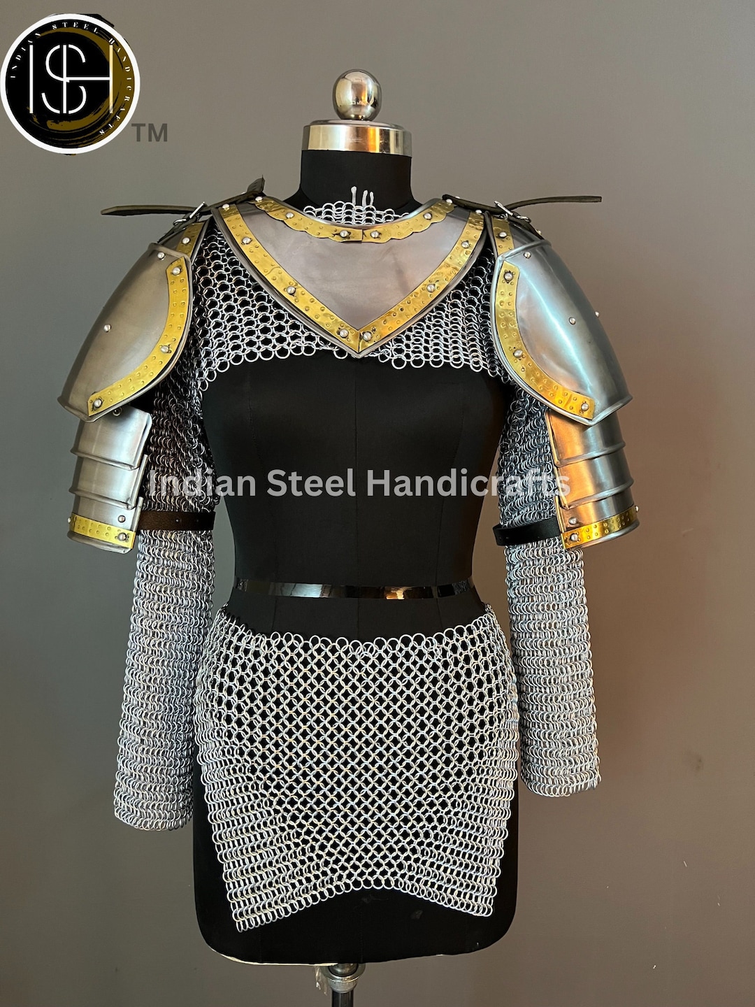 Medieval Hussar Gorget Pouldron Armor ,chainmail Armor, Larp Armor ...